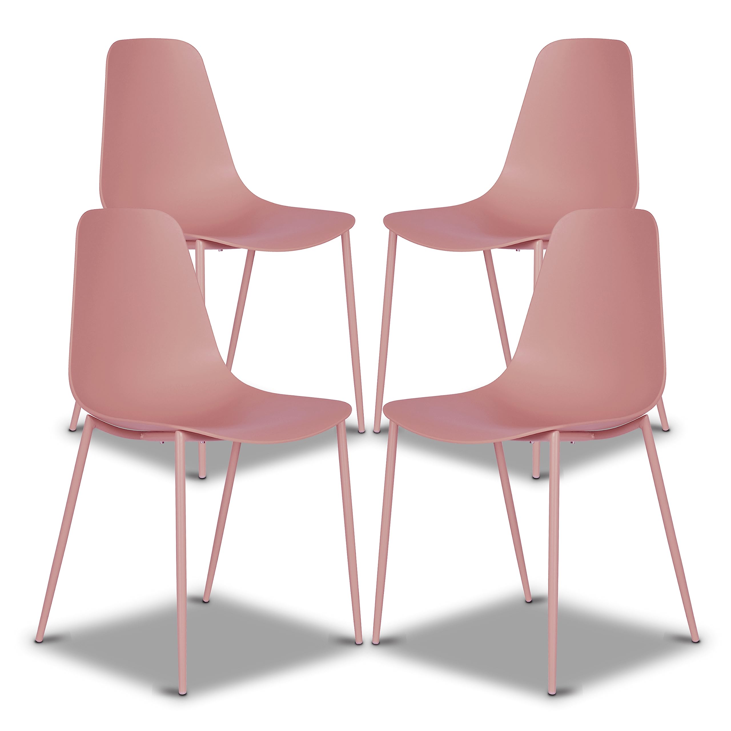 POLY & BARK Isla Modern Kitchen Chairs Set of 4 - Plastic Dining Chair with Metal Legs - Quick Assembly Simple Cafe Chairs Plastic for Indoor or Outdoor - White