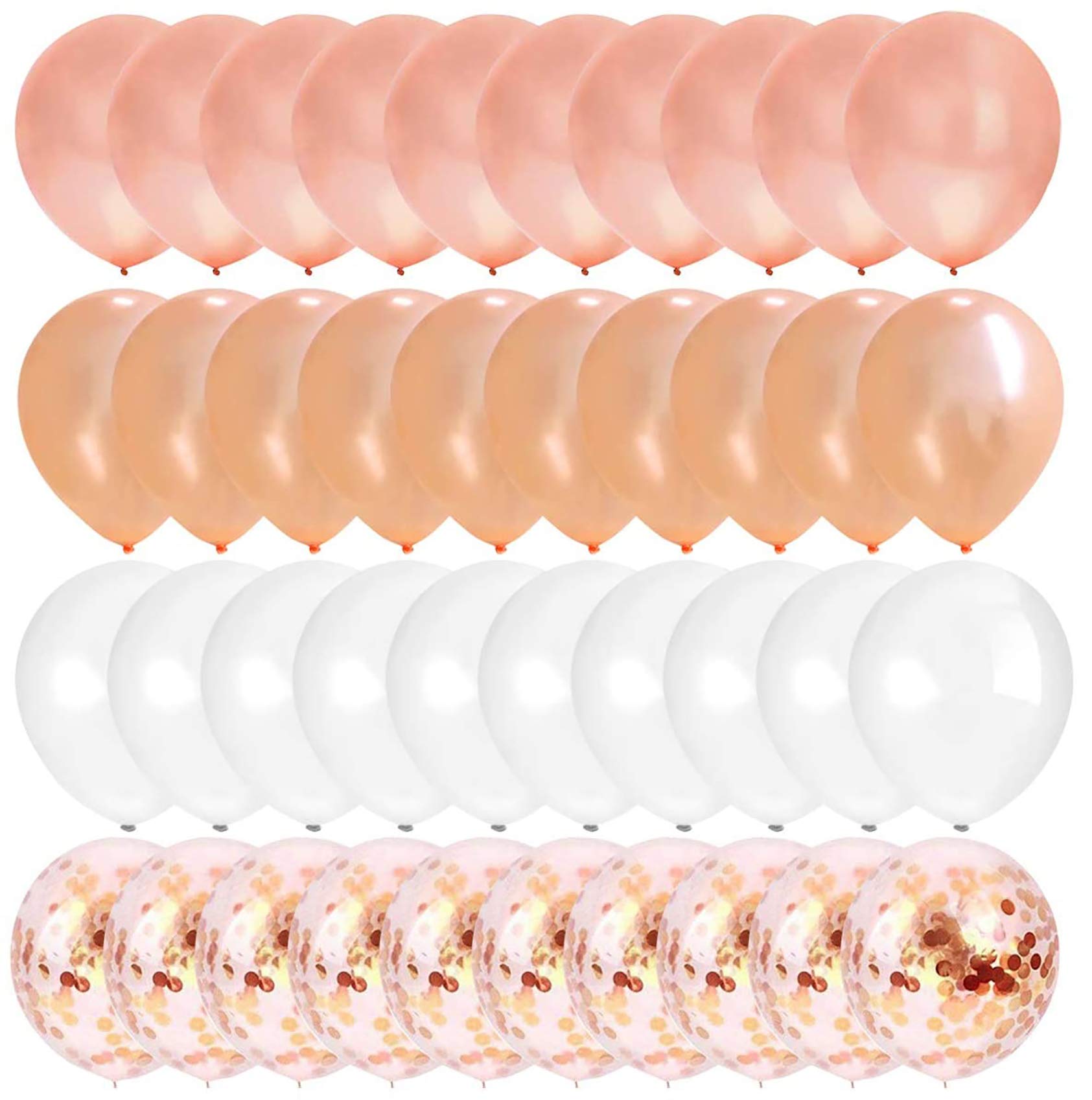 Rose Gold Confetti Latex Balloons, 50 pack 12 Inch White Helium Balloons for Birthday Party Decorations