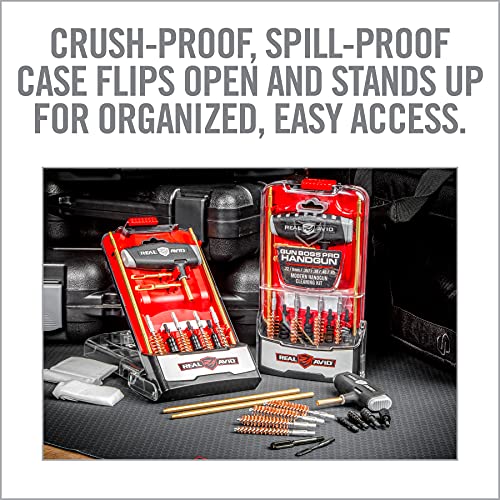 Real Avid PRO Handgun Cleaning Kit | Premium Pistol Cleaning Kit with Brass Cleaning Rod, Bore Brushes, Gun Cleaning Jags & Gun Cleaning Patches | For .22 .357 9MM .38 .40 .44 & .45 Caliber Handguns