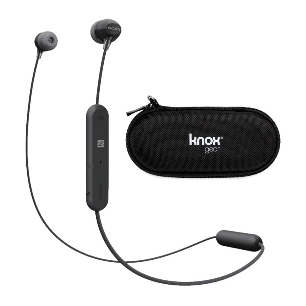 Sony WI-C310 Wireless in-Ear Headphones, Black (WIC310/B) Bundle with Hard Shell Earphone Case (2 Items)
