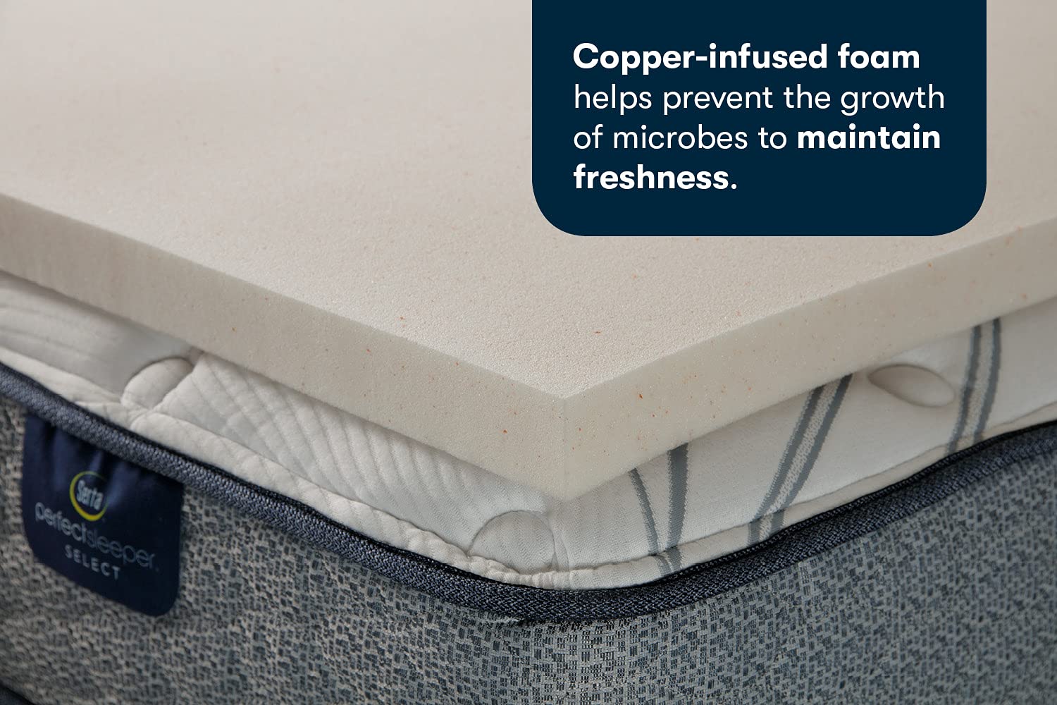 Serta CopperGel Cooling, Pressure-Relieving Memory Foam Mattress Topper, 2 Inch, King