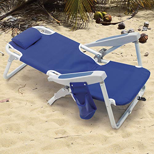 Rio Beach Kid's 5-Position Lay Flat Backpack Folding Beach Chair, Blue