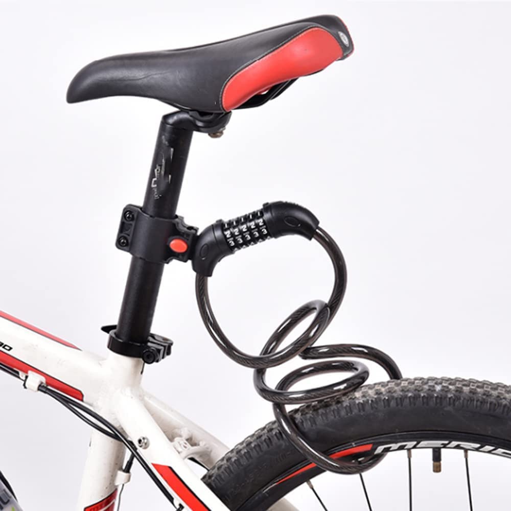 UPPVTE 120cm Roll Bicycle Lock,Portable Girl Child Password Lock with Lock Frame Anti-Theft Lock 5-Digit Resettable Combination Locks Anti-Theft Lock (Color : Black)