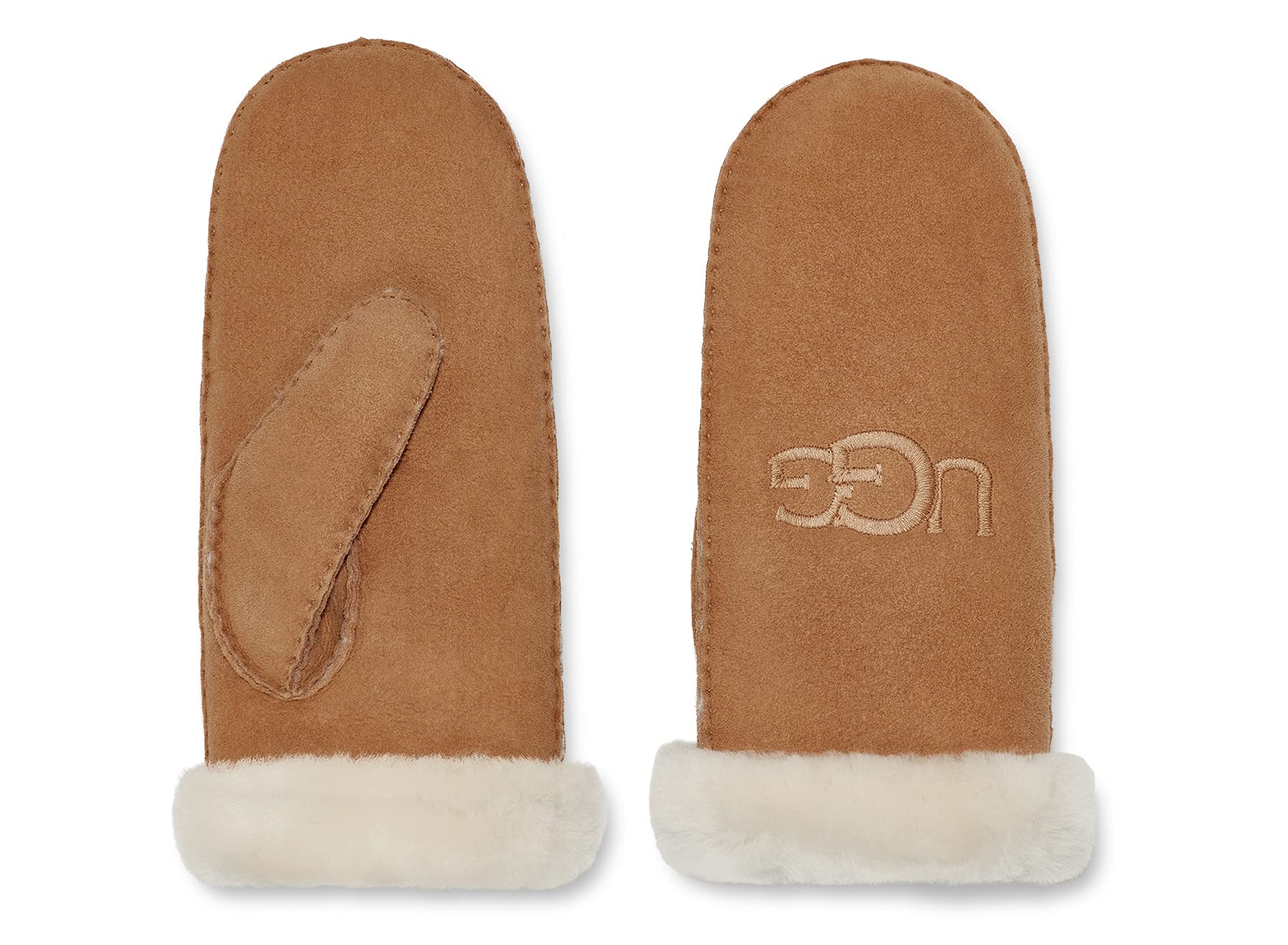 UGG Embroidered Water Resistant Sheepskin Mitten with Tech Palm Chesnut SM-MD