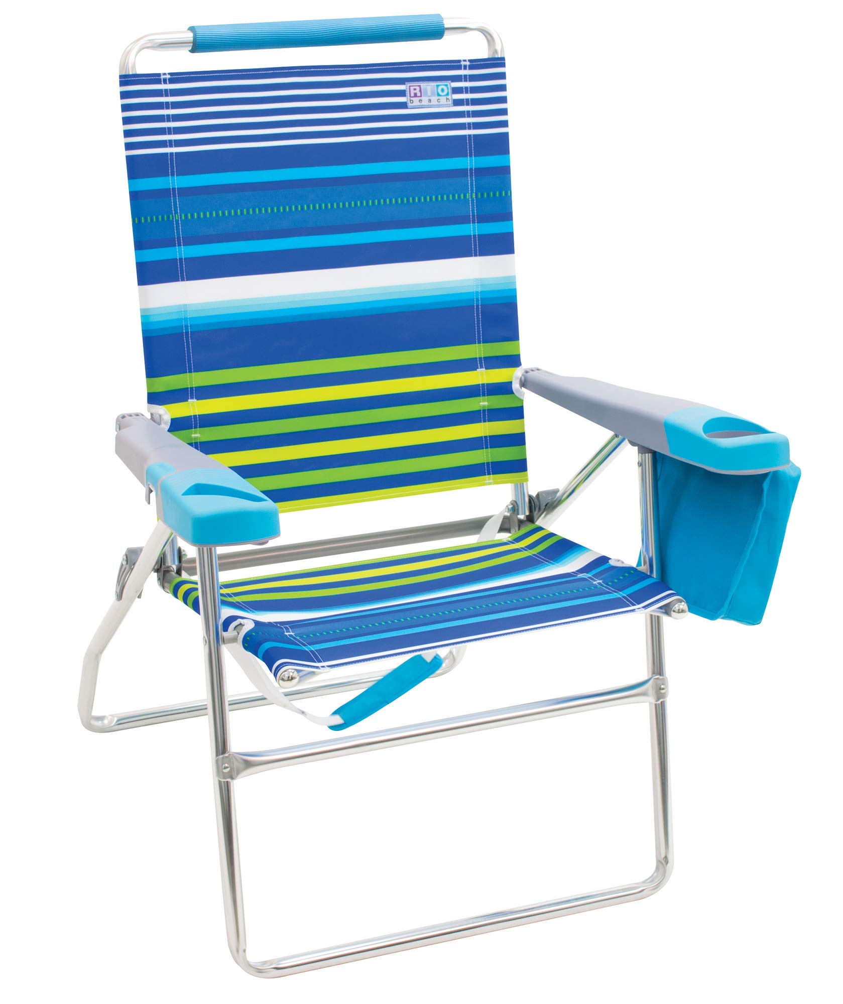 Rio Brands Rio Beach 17" Extended Height 4-Position Folding Beach Chair - Stripe | Turquoise