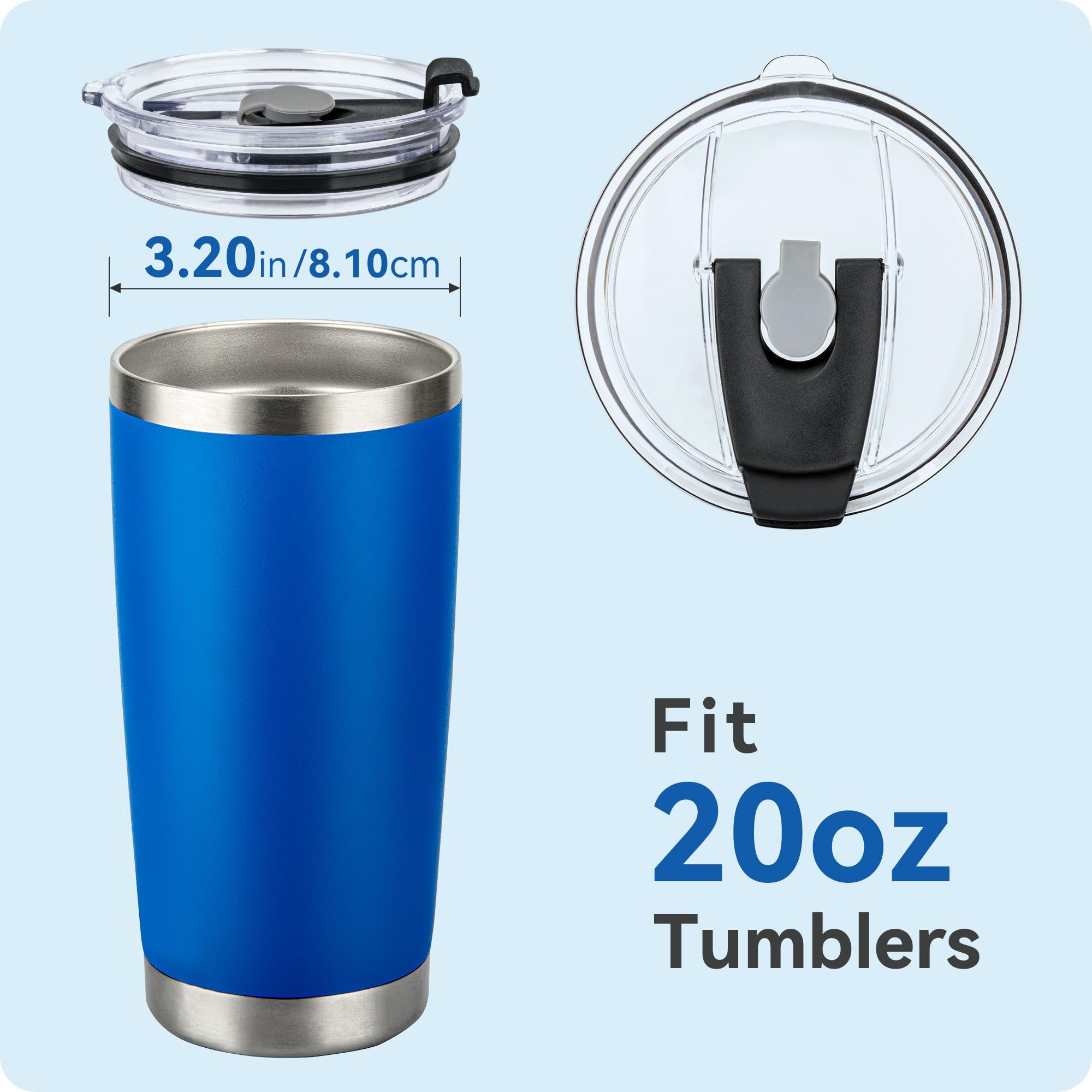 Prurex 20 oz Tumbler Lids,Replacement Lid for 20 oz Yeti Rambler,Old Style Rtic and More,Straw Friendly, 20 oz Tumbler,Cup Cover (Black)