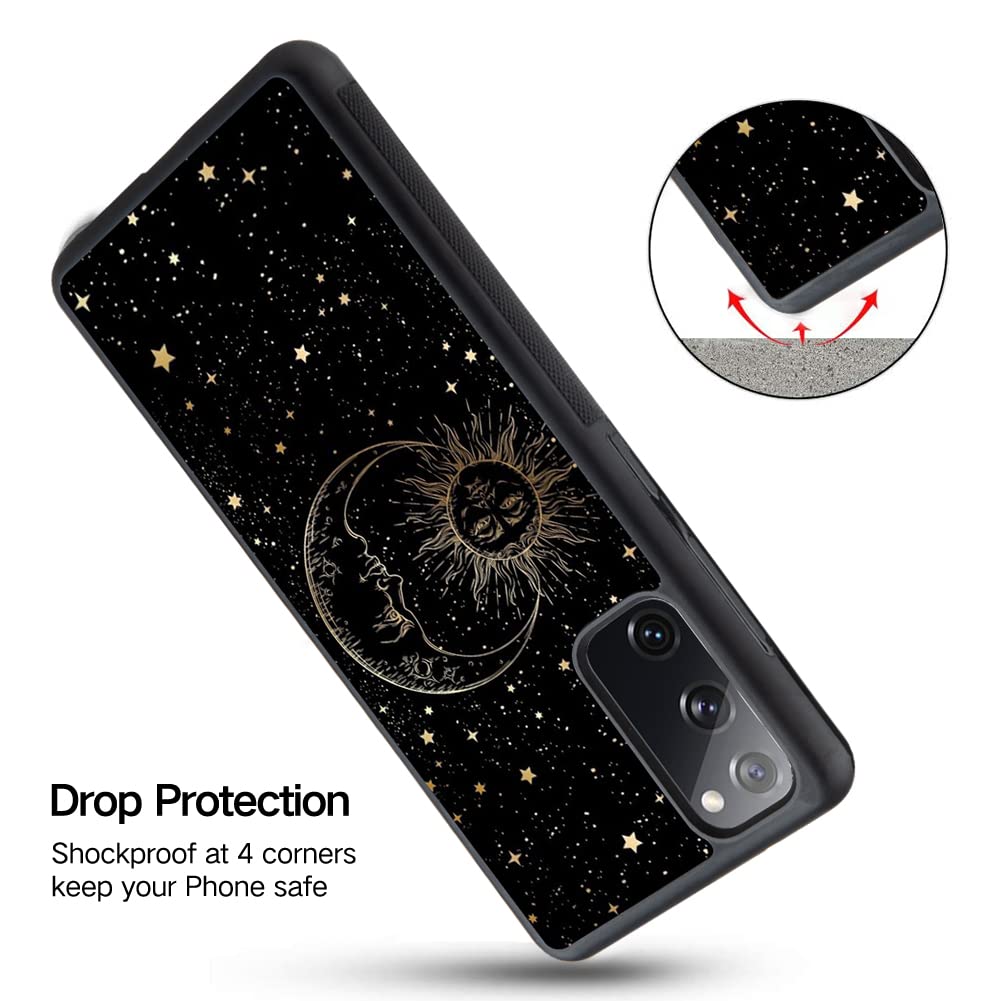 tharlet Compatible with Samsung Galaxy S20 Fe Case, Tire Outline Sun Moon Star Cute Pattern with Galaxy S20 Fe Case + Screen Protector Samsung S20 Fe Case for Girls Women-6.5 Inch.