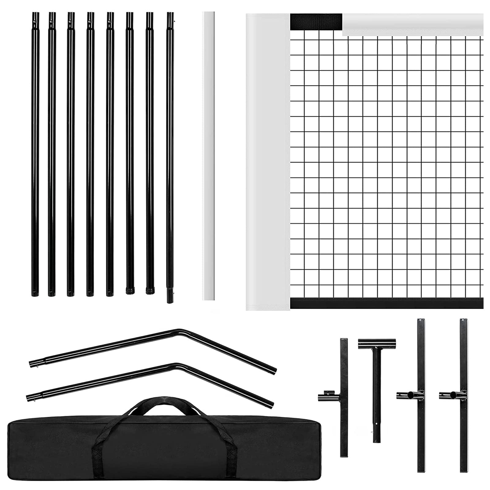 Uiexer Portable Pickleball Net Set, Pickleball Net System with with Steady Metal Frame and Regulation Size Strong PE Net Including Carrying Bag