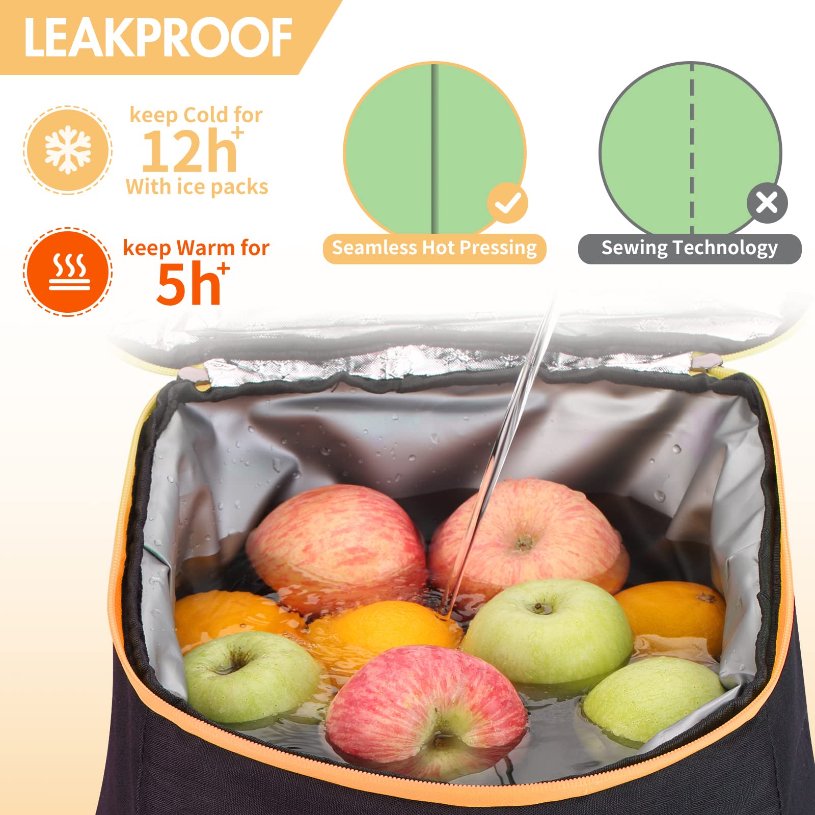 UNIMORE Insulated Leakproof Backpack Cooler - 25L Capacity, 12Hrs Ice Keeping, Waterproof, Black