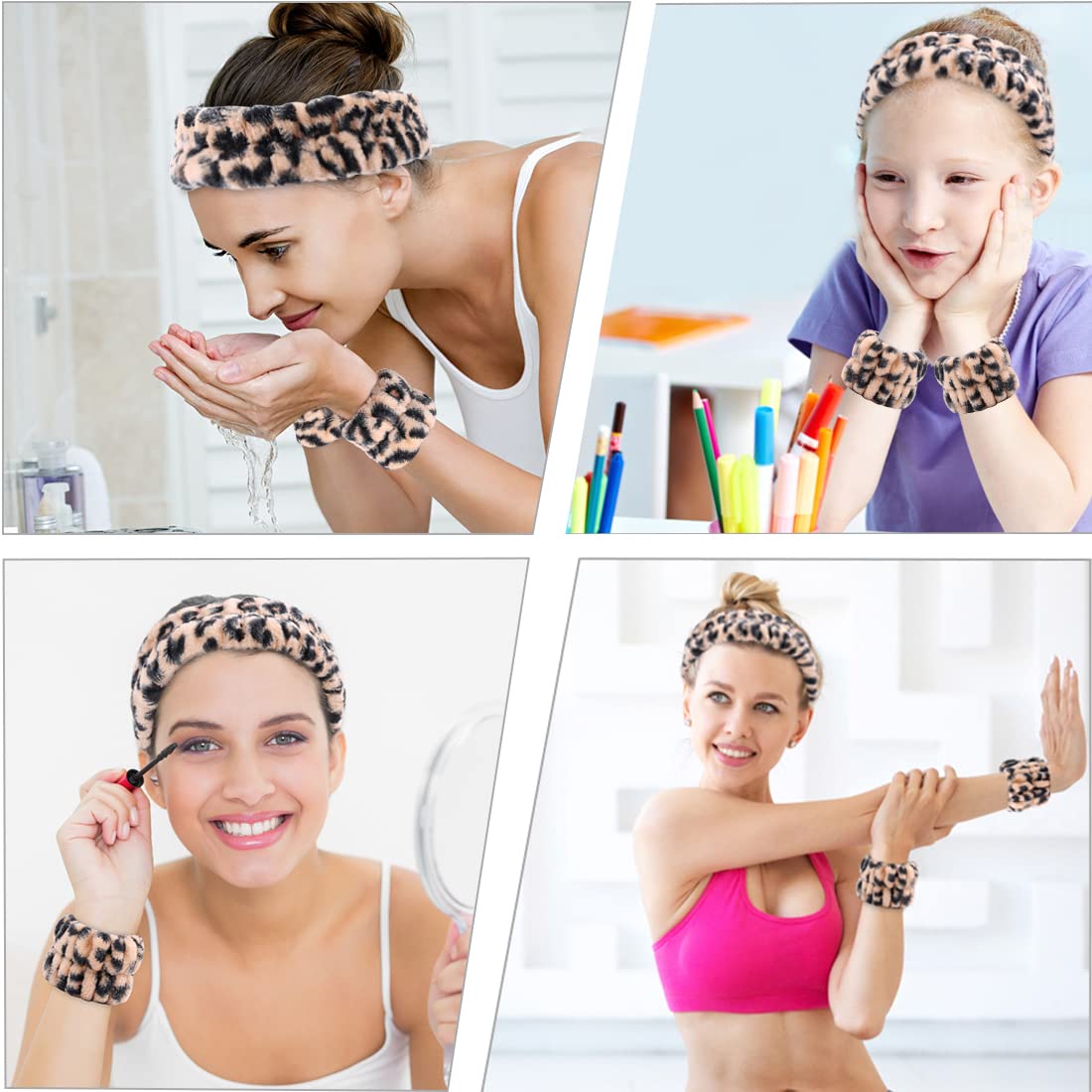 Yukago Headband and Wristband Set for Washing Face Keep Water from Running Down Your Arms 5 Pack