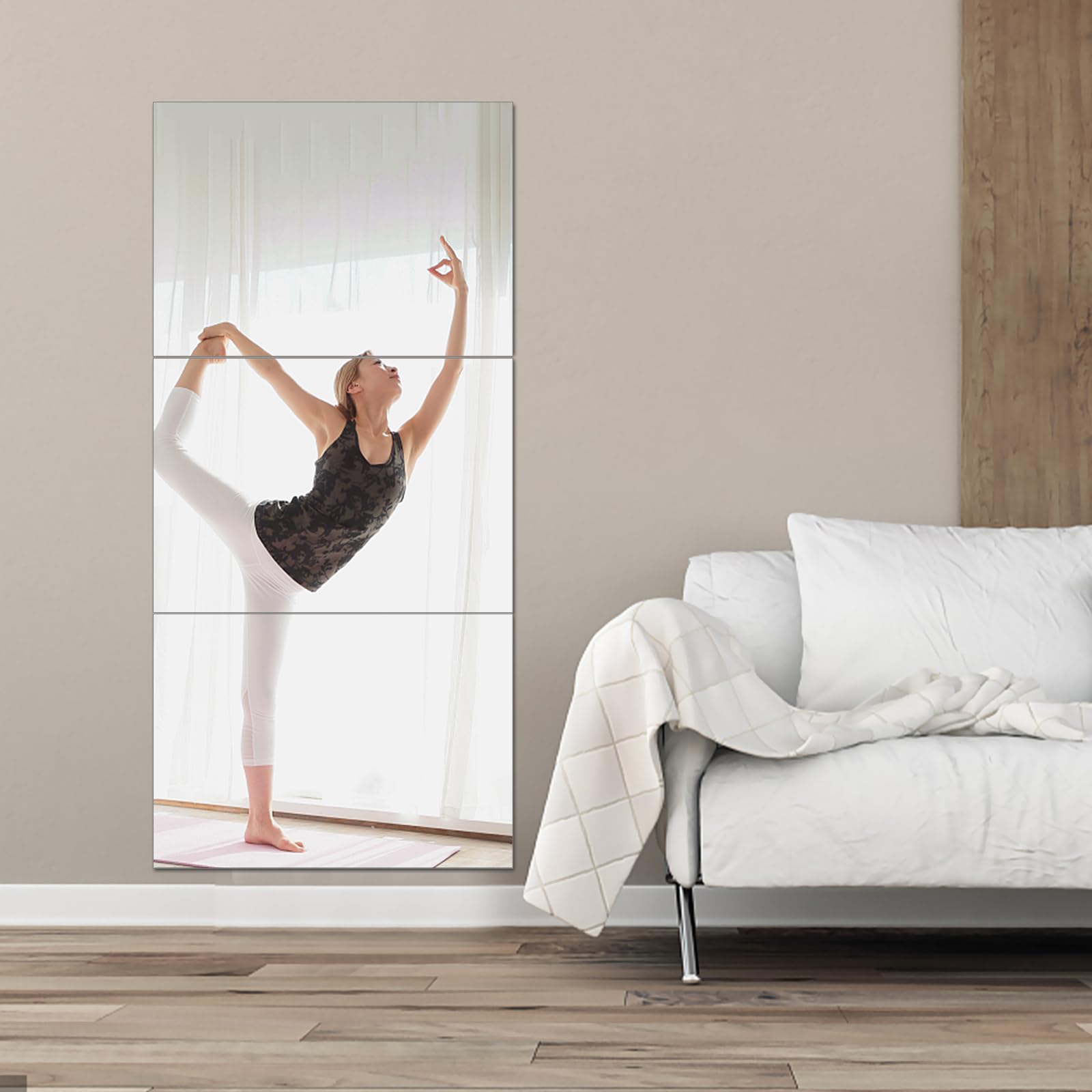 NIXRET Full Length Mirror ,frameless16 x 12in Glass Mirror Tiles (1 Piece) high Definition Wall Mirror Full lengthsquare Mirrors for Wall Wall Mirrors for Bedroom for Living Room, Door, Bathroom, Gym