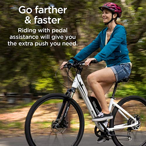Schwinn Voyageur Electric Bike, Hub-Drive, Large Step-Through Frame, White