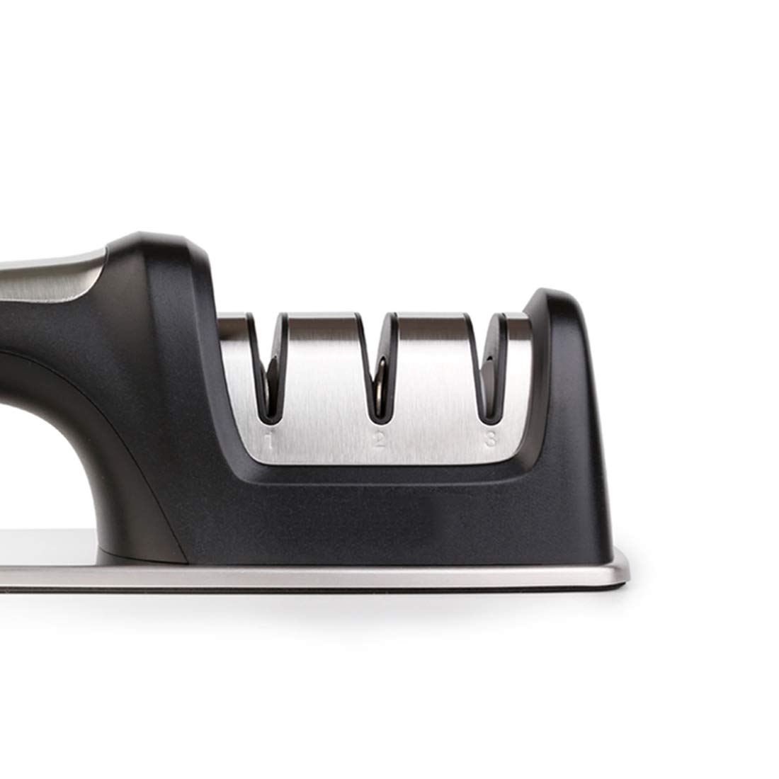 SHARP KNIFE SHARPENER - Professional 3-Stage Manual Sharpener for Sharpening Kitchen Knives - Ceramic Stone, Tungsten Carbide Plate, Diamond Rod, Ergonomic Deserts