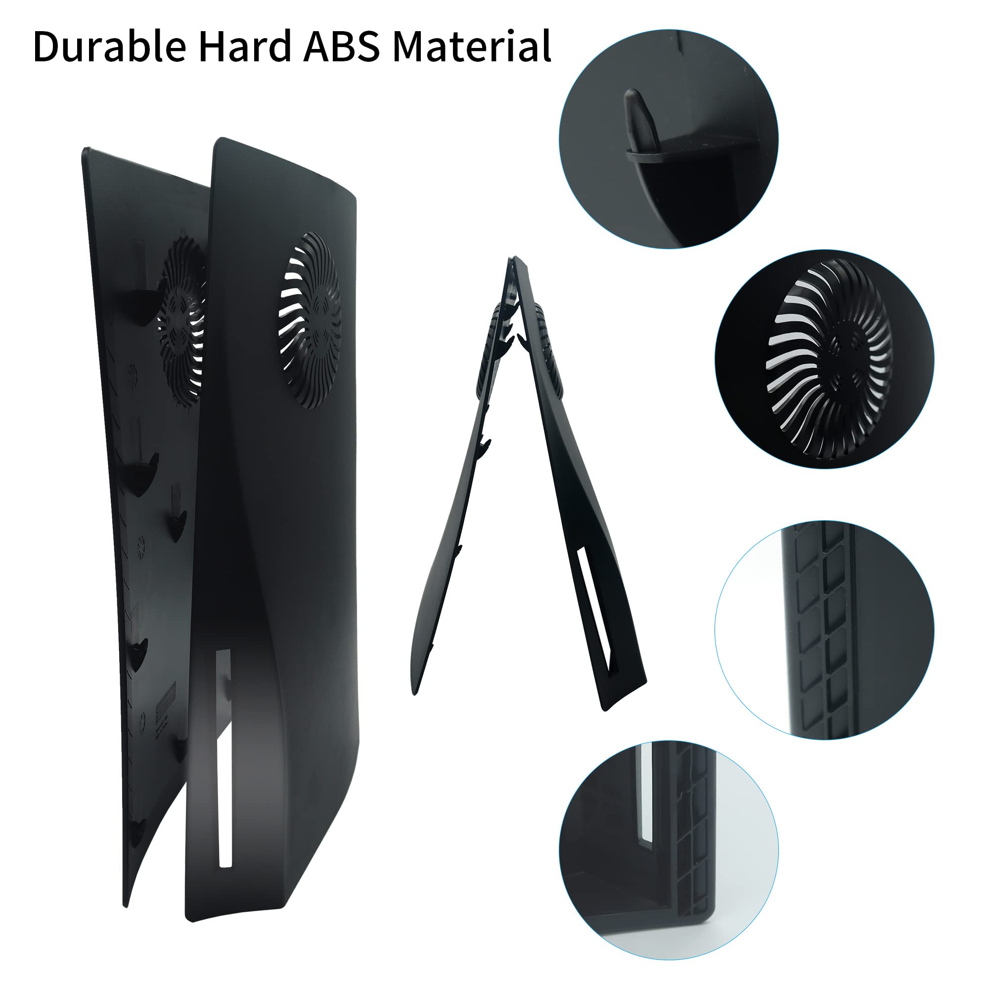 ZBBLZMM PS5 Plates Black for Playstation 5 Disc Edition | PS5 Cover Plates with Cooling Vents for Extra Heat Dissipation | Hard and Shockproof Anti-Scratch ABS PS5 Face Plates