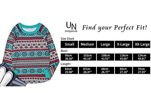 UNIQUEONE Christmas Sweatshirts For Women Xmas Snowflake Shirts Raglan Sleeve Blouse Loose Knitted Pullover Tops Blue