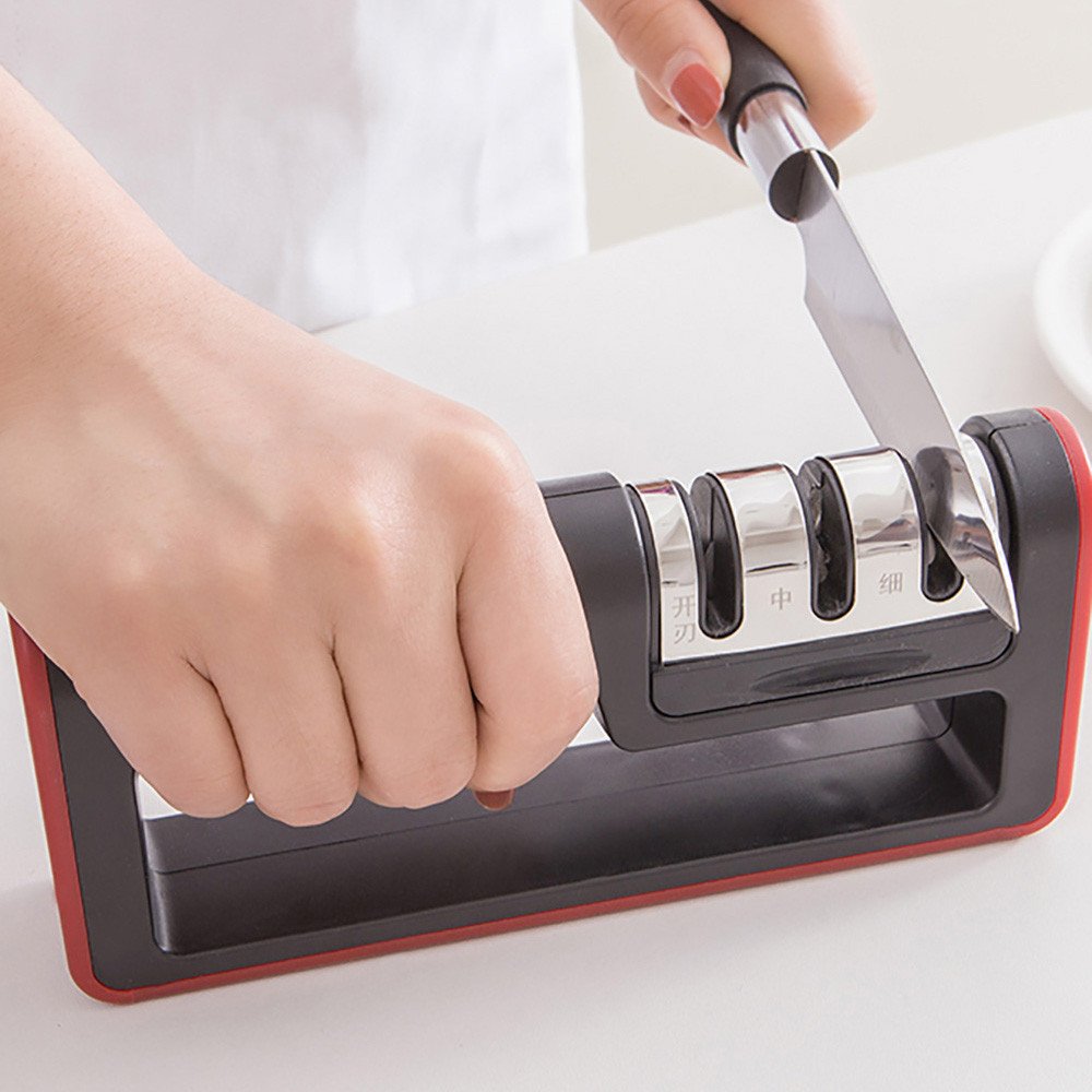 Sharp Edged 3 Stage Knife Sharpener,Tweippy Fast Sharpening Stone Kitchen Knife Sharpener Tool Whetstone