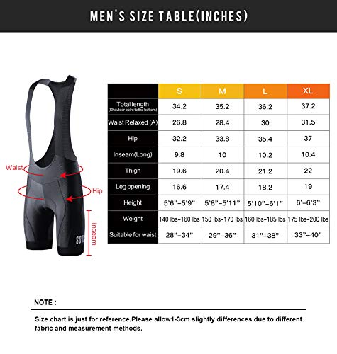 Souke Sports Men's Cycling Bike Bib Shorts 3D Padded Biking Bicycle Shorts Elastic Compression MTB Riding Pants (Black,Large)…