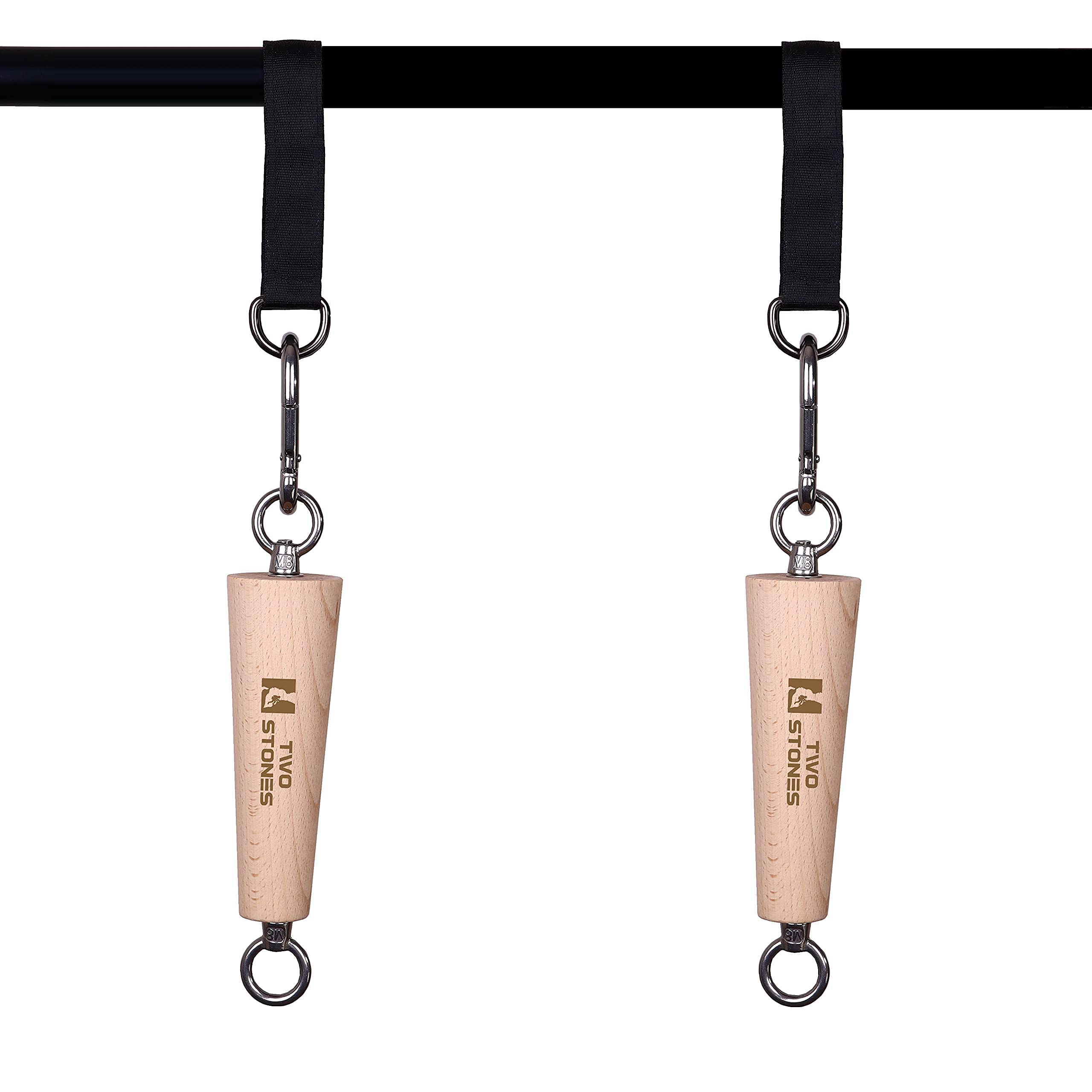 TWO STONES Wooden Pull Up Grips | Wood Climbing Power Grips | Pull Up Climbing Hold Grips | Wooden Hand Grips | Rock Climbing | Bouldering(Dia:3-6cm)