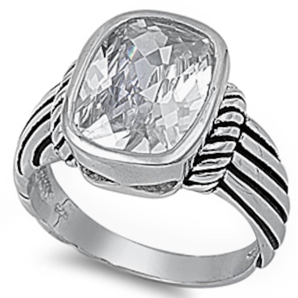 Oxford Diamond Co Sterling Silver Champagne Cubic Zirconia Ring - Size 10