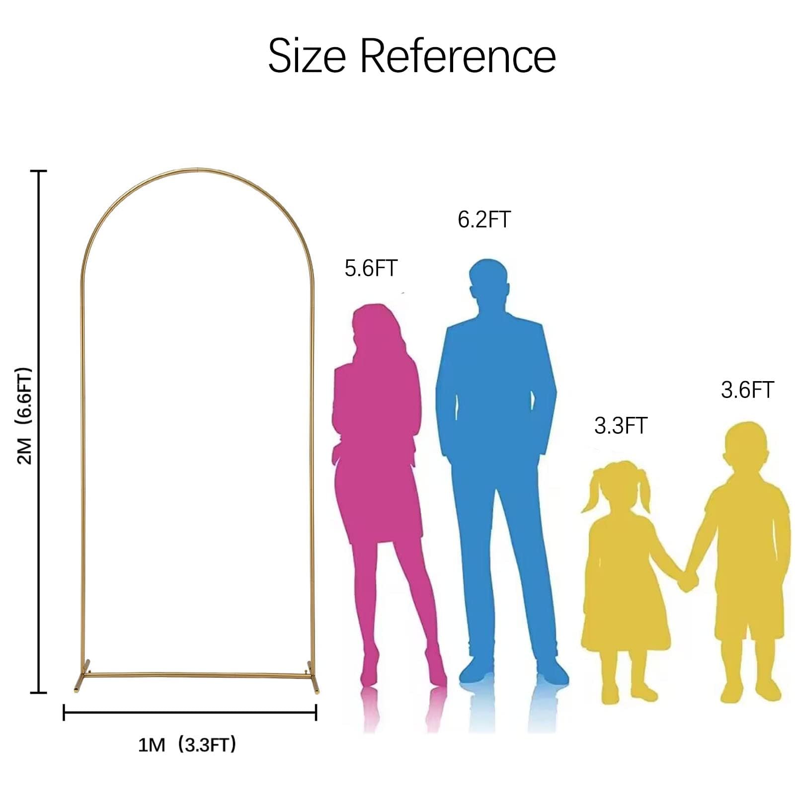 Vincidern Wedding Arch Backdrop Stand Set of 3 (6.6FT,5.9FT,4.9FT), Balloon Arch Stand, Metal Arch Backdrop Stand for Birthday Party, Wedding Arches for Ceremony Decoration Backdrop Door Frame Gold