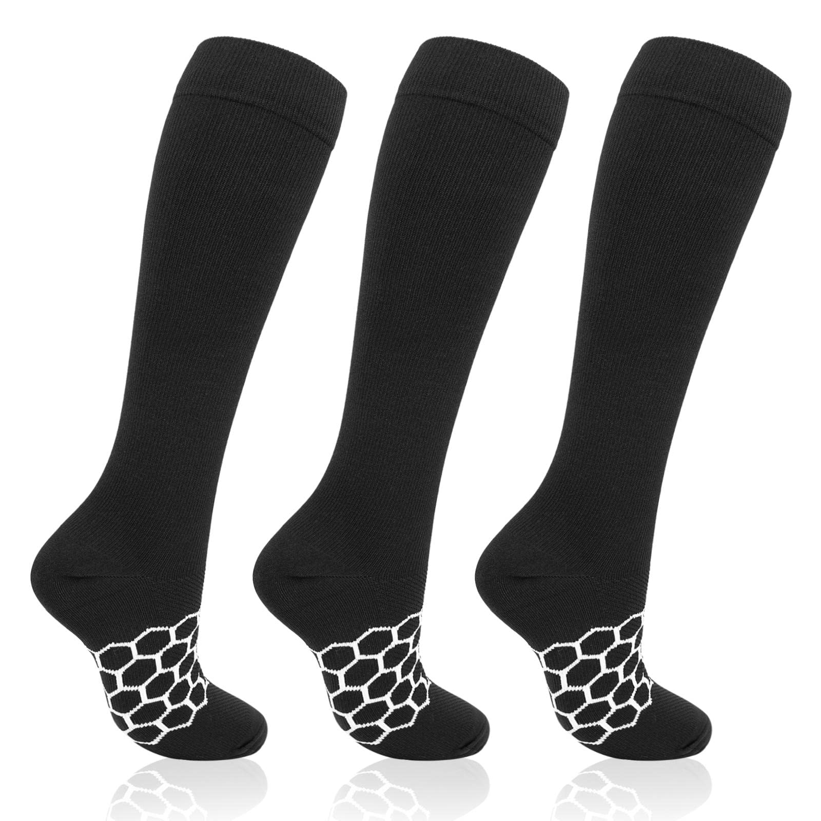 XAIVEZL 3 Pairs Compression Socks for Women Plus Size Compression Socks Wide Calf Support for Pregnant Circulation XXL