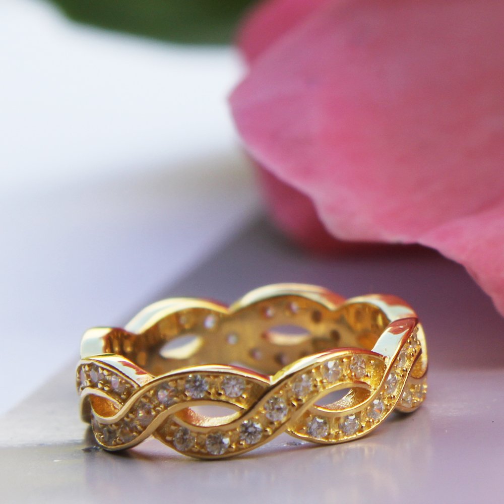 Oxford Diamond Co Rose Gold Plated Infinity Design Eternity Style Band .925 Sterling Silver Ring Sizes 4-12 (Rose-gold-flashed-silver, 8)