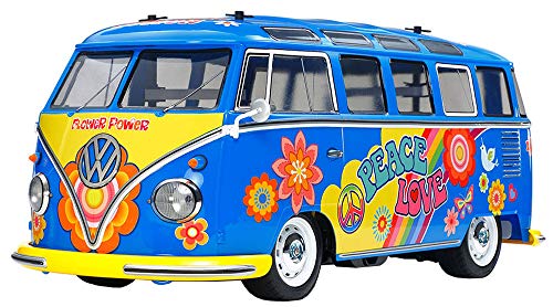 Tamiya 47453 Volkswagen 1:10 VW Bus Type 2 T1 Flower Paint, Remote Controlled Car, RC Vehicle, Building, Assembly Kit Model