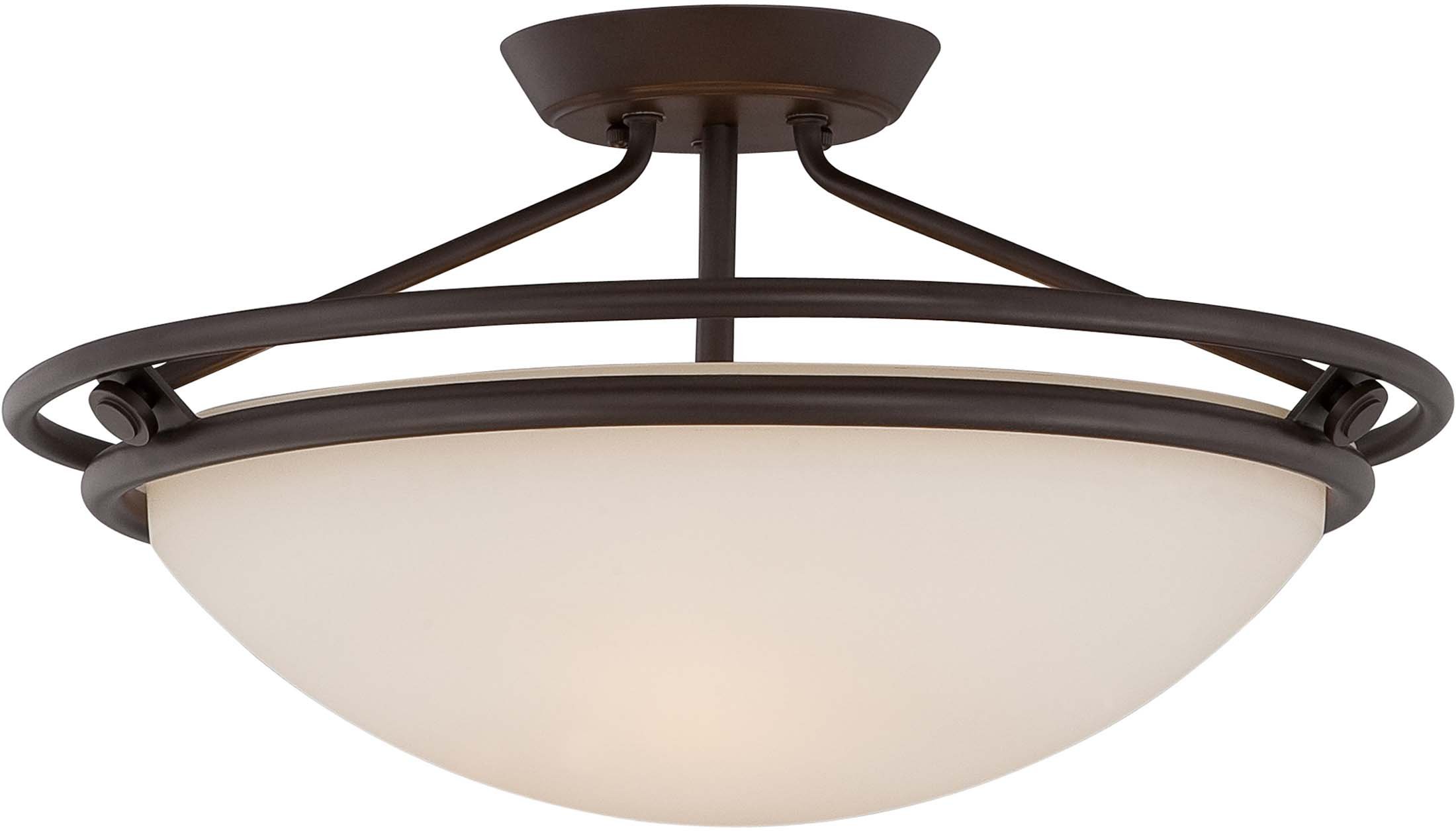Quoizel QF1202SWT Bowl Semi-Flush Ceiling Lighting, 3-Light, 300 Watts, Western Bronze (11" H x 20" W)