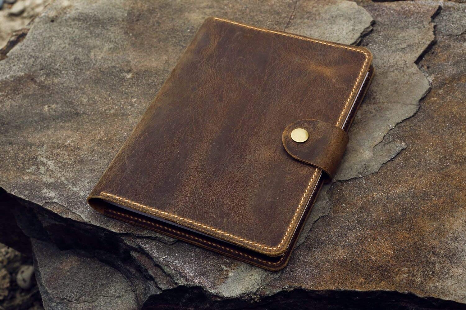 Personalized vintage rhodia leather cover distressed leather cover for rhodia wirebound meeting notebook A5+ NRA5P05S