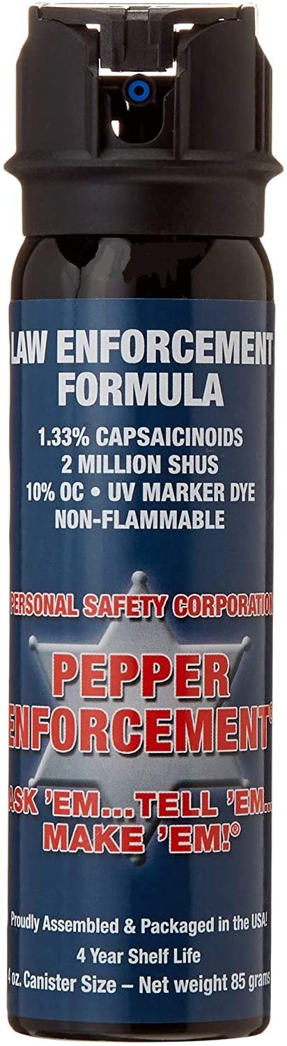 Pepper Enforcement PE1110PF-FT Foam Pepper Spray - 4 oz. Canister - Maximum Strength 10% OC Formula - Emergency Self Defense Personal Protection & Home Safety Black