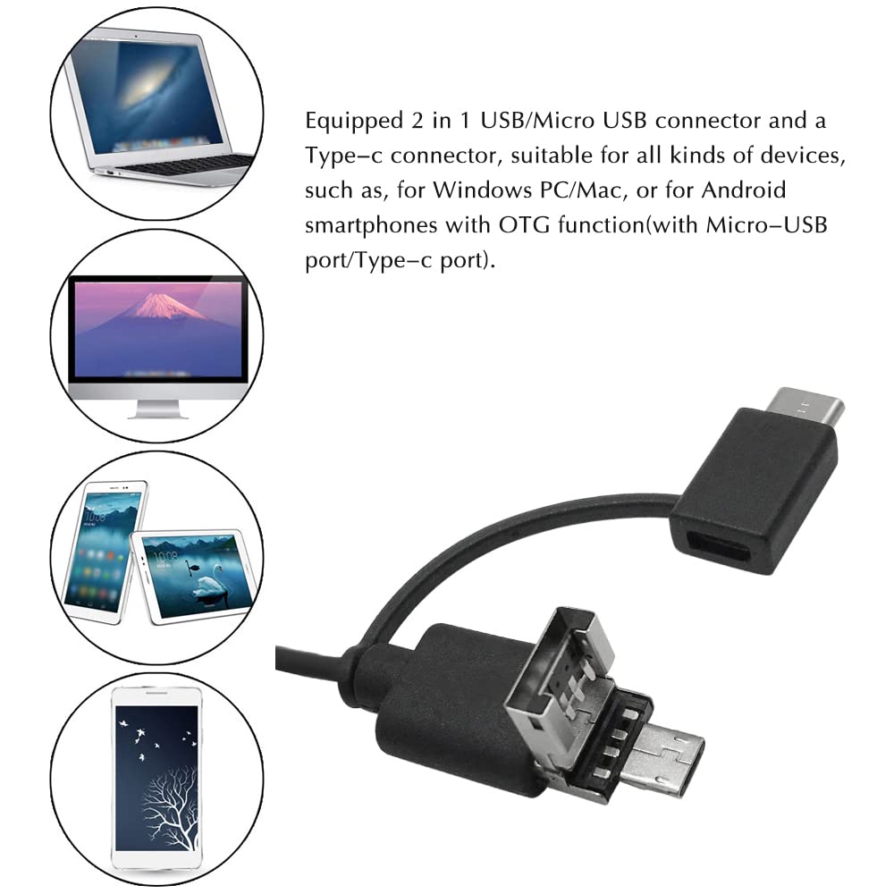 RUSUO digital usb microscope,Portable Digital USB Microscope Inspection Magnifier IP67 Waterproof Camera Built-in 8 LED Lights with Advanced CMOS Sensor 10X-200X Magnification for Smartphones PC Compu