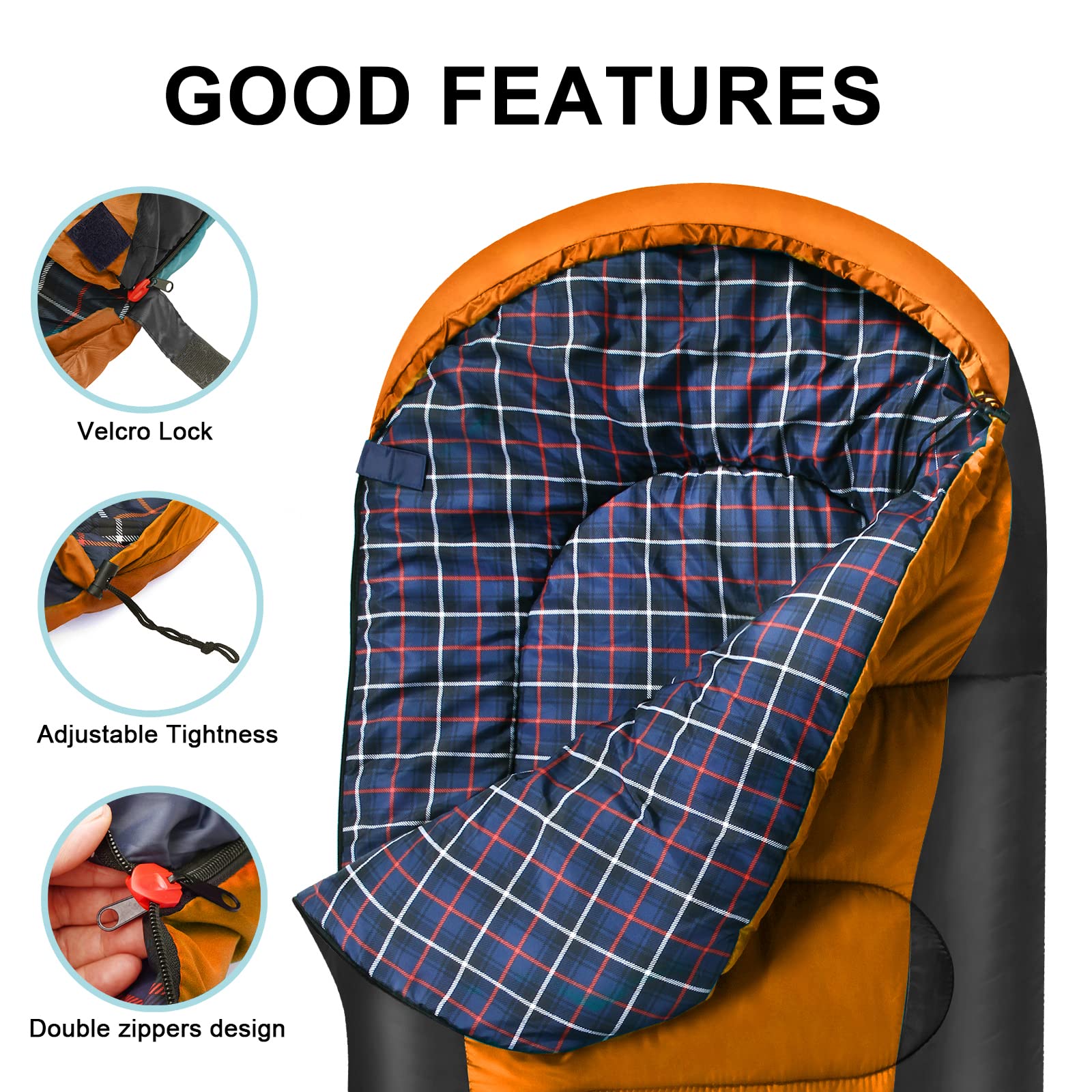 RISEPRO Sleeping Bag Lightweight, Portable, Waterproof 3-4 Seasons Warm Cold Weather Sleeping Bag for Adults & Kids - Indoor & Outdoor: Camping, Backpacking, Hiking (Blue)