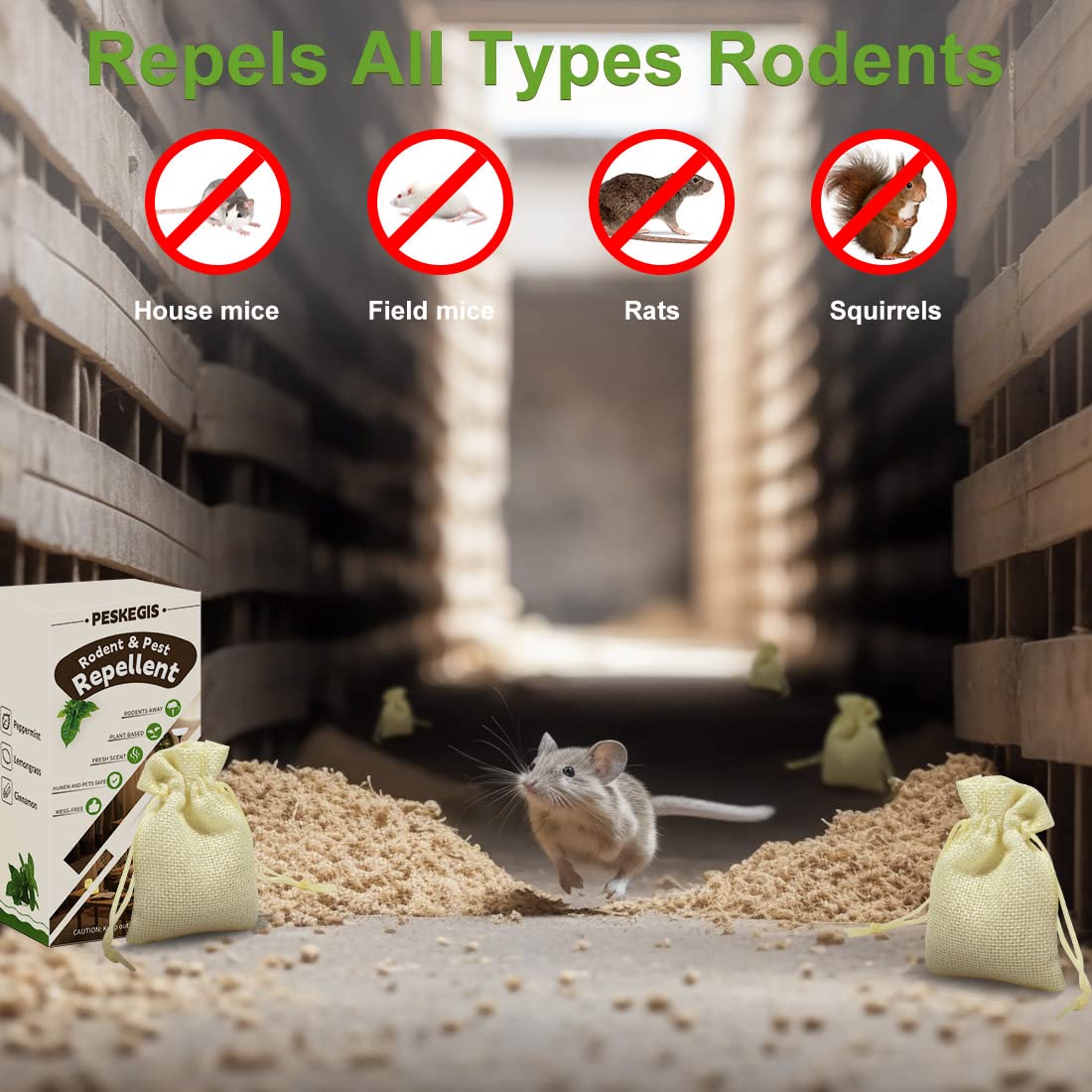 PESKEGIS Rodent Repellent Peppermint Oil to Repels Mice and Rats Repels Naturally, Mouse Mice Repellent Indoor House Car Engine Pipe Pest Control, Safe to Use, Fresh Scent, Keep Mouse Away, 10 Pack