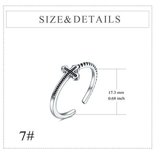YFN Cross Ring Sterling Silver Adjustable Cross Ring Jewelry Gifts for Women Men