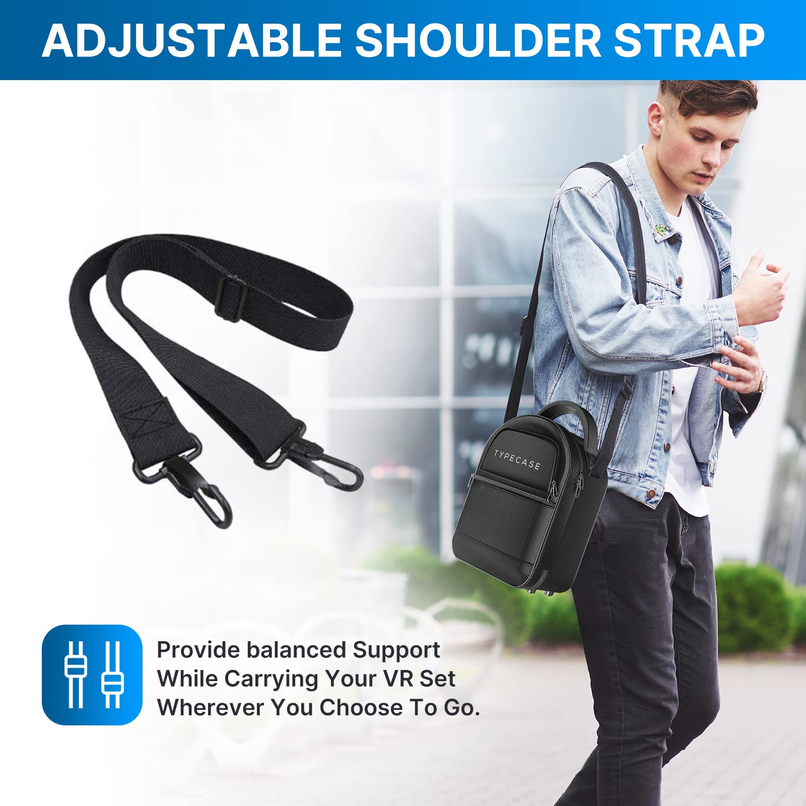 typecase Carrying Case for Oculus Quest 2, Elite Strap & Quest 2 Accessories - Holds Controllers, Battery Packs, Link Cables & Face Covers - Protective Travel Bag Compatible with Meta Quest 2 & 3