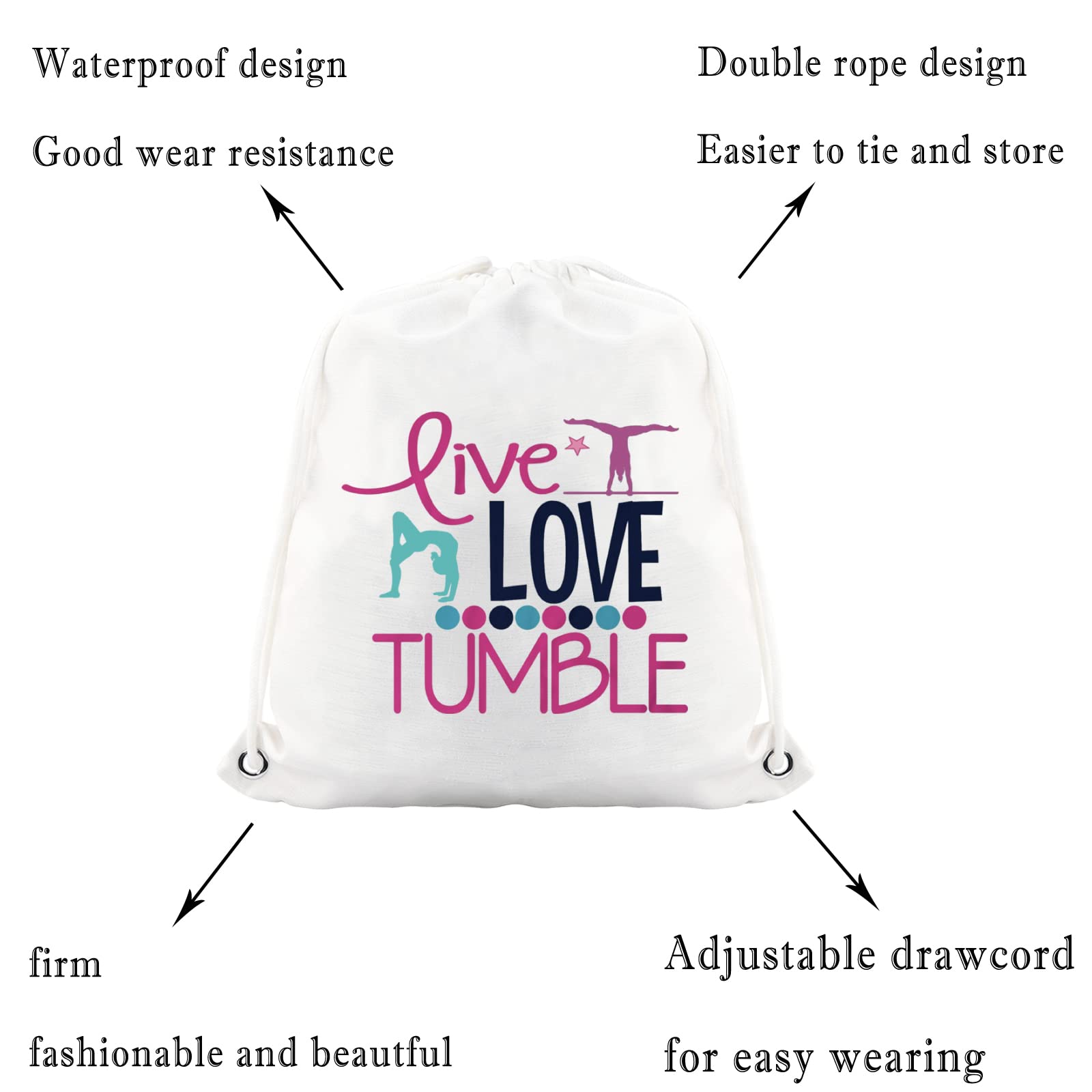 WCGXKO Gymnast Backpack Gymnastics Gift live Love Tumble Backpack For Gymnastics Class Gymnasts Teams Coaches Gift (TUMBLE Backpack)