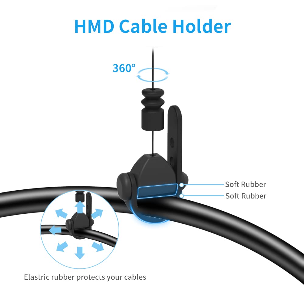 VeeR VR Cable Management Compatible for Quest 2 Link Cable Cord Suspension VR Ceiling Pulley System for Quest/Rift S/Valve Index/HTC Vive/PSVR VR Pulley VR Accessories - 6 Packs Black