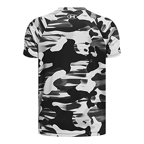 Under Armour Boys Tech Big Logo Printed Short-Sleeve T-Shirt, (006) Black / / White, Medium