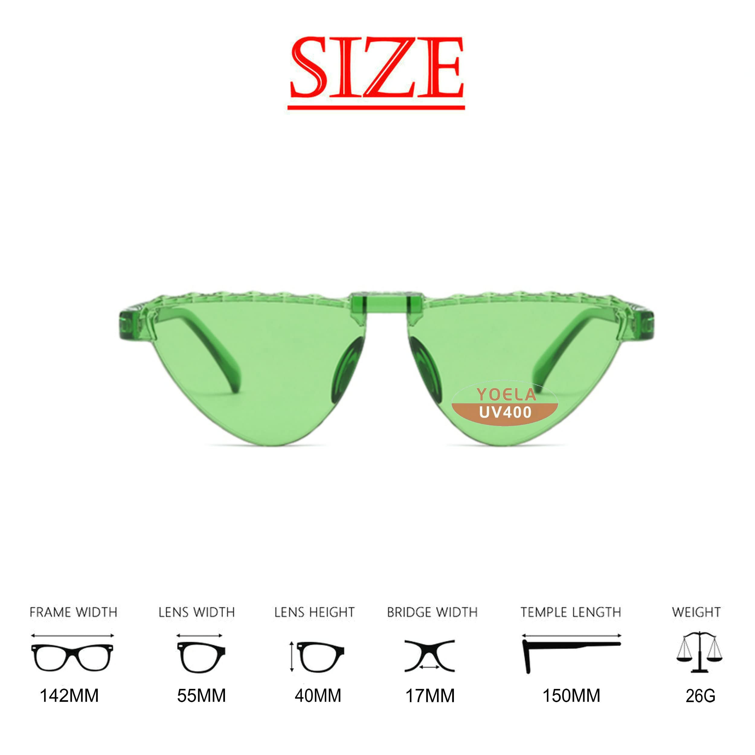 Yoela Triangle Thick Rimless Sunglasses Transparent One Piece Eyewear Colorful Glasses Party Favors