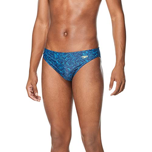 Speedo Men's Standard Swimsuit Brief Creora Highclo Printed, Puzzle Ocean Depths, 36