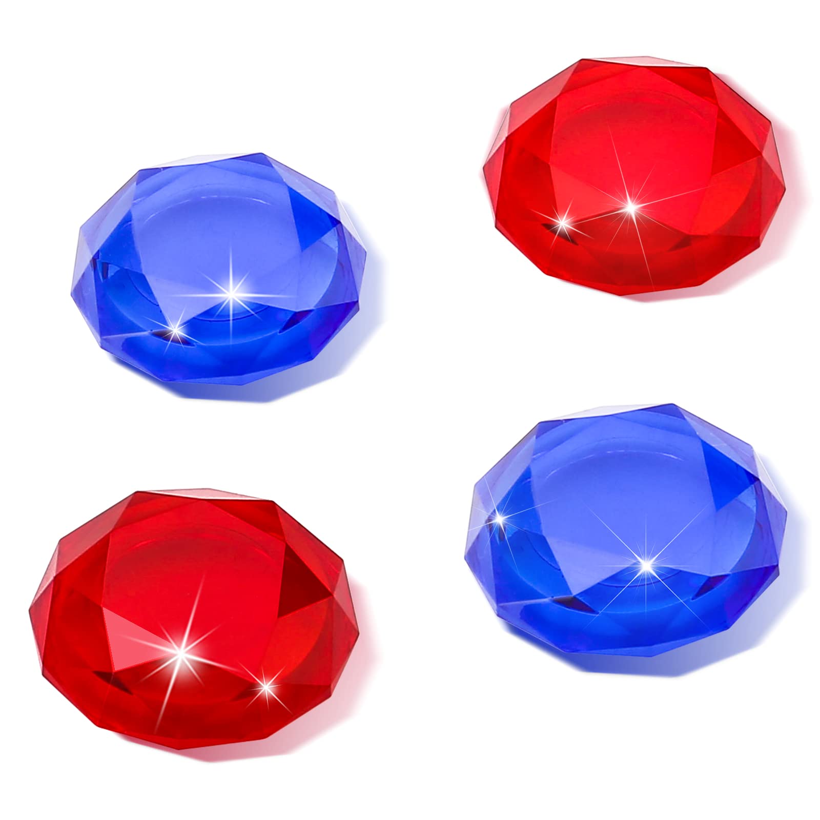 Xcitifun Clear Thumb Grip Caps Designed for Nintendo Switch/OLED/Switch Lite Console, Diamond Crystal Joystick Grips for Girls Kids Women Controller Button Cover, 4PCS - Red and Blue