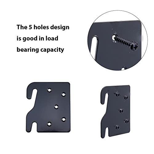SUPERFINDINGS 4Pcs Bed Rail Bracket Hook Plate with 20Pcs Tapping Screw Black Iron Sofa Couch Sectional Connector Foot and Headboard Replacement Accessory Hole: 5mm for Wooden Frame Repairing
