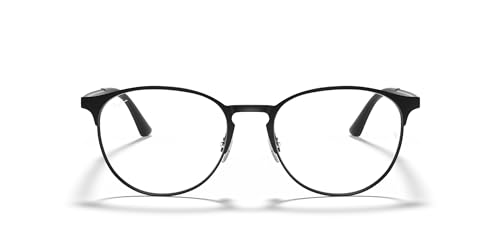 Ray-Ban RX6375 Round Prescription Eyeglass Frames, Black On Matte Black/Demo Lens, 53 mm