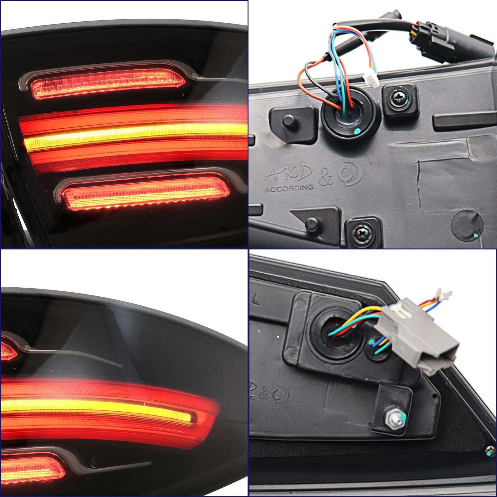 RXC LED Tail Lights Rear Lamps Assembly Compatible for 2013-2016 Ford Fusion / Mondeo w/Sequential Turn Light with Dynamic Animation Breathing DRL(Set of 2)
