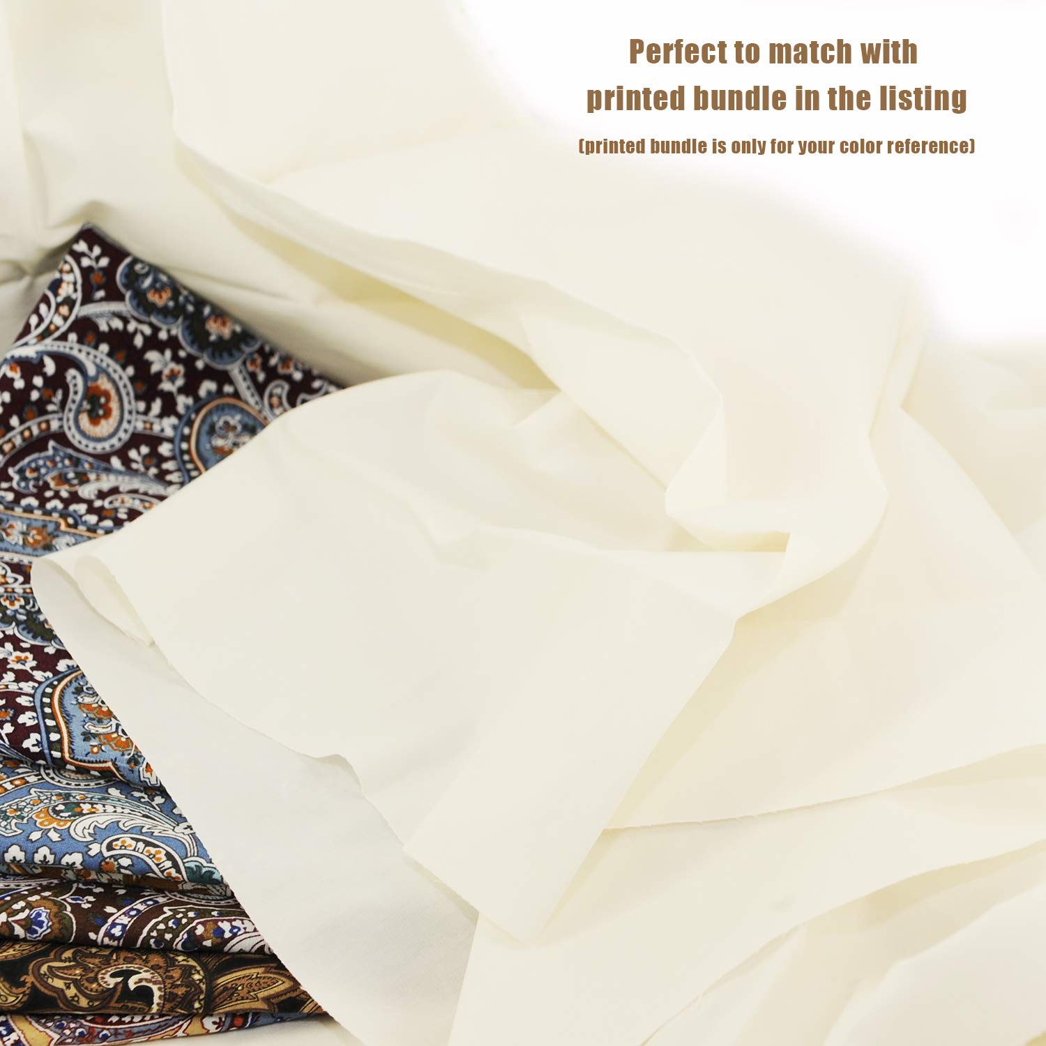 Pre-Cut Quilting Cotton Fabric Ivory Color Craft Cloth DIY for Sewing Crafting 61" by 1 Yard Rose Flavor