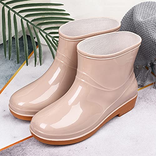 Xudanell Mujer Booties Waterproof Ankle Rain Boots Rainy Non-Slip Rubber Botas para Mujer Casual Winter Botas De Mujer Khaki