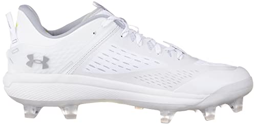 Under Armour Men's Yard Low MT TPU Baseball Cleat, (100) White/White/Metallic Silver, 8.5