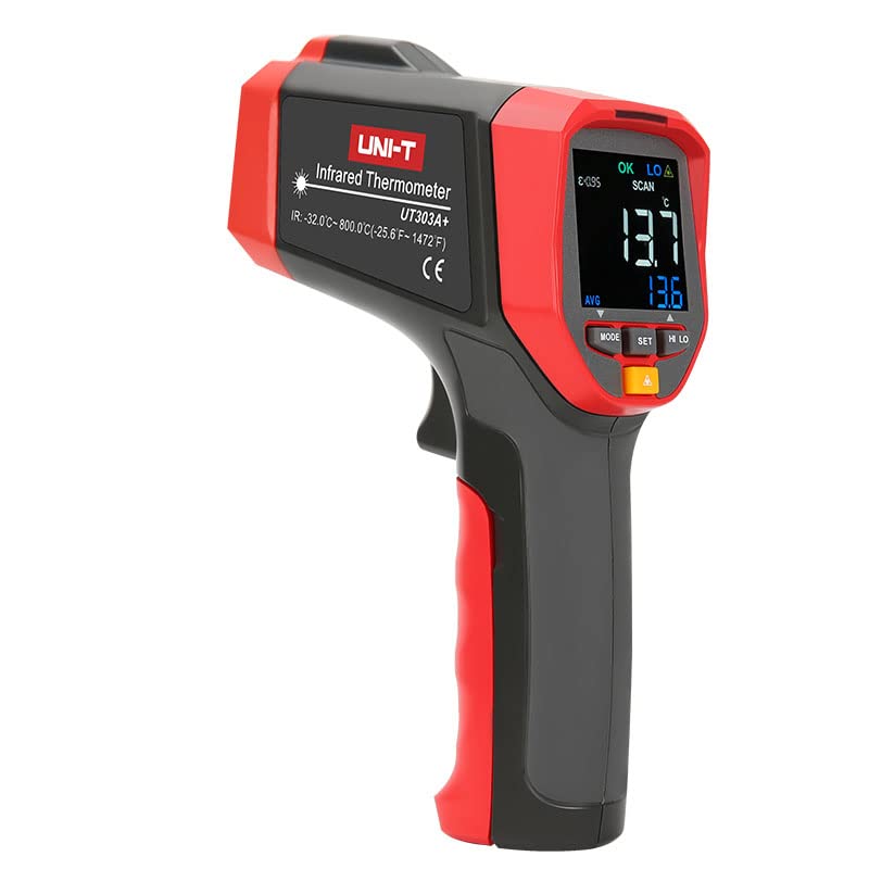 UNI-T UT303A+ Professional Infrared Thermometer CE/RoHS -32℃~800℃ accuracy ≥0℃: ±1.5℃ or ±1.5%; <0℃: ±(1.5℃+0.1℃/℃)