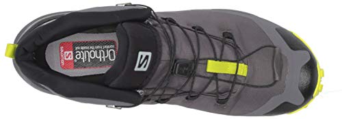 Salomon Cross MID Gore-TEX Hiking Boots for Men, Magnet/Black/Lime Punch, 11