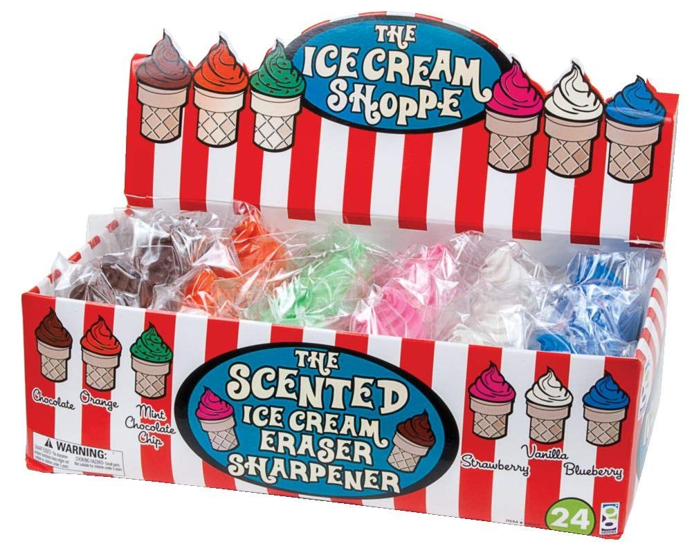 Raymond Geddes Ice Cream Shoppe Scented Erasers For Kids & Sharpener (Pack of 24)